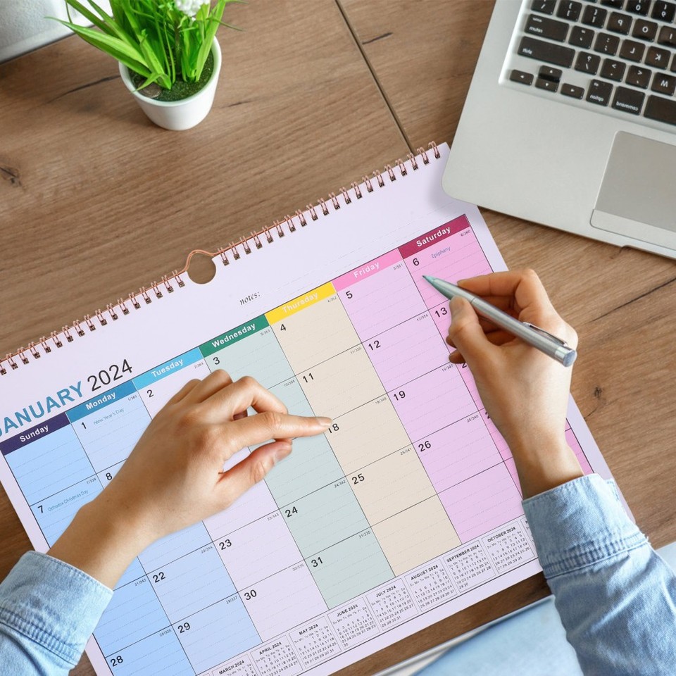 English Wall Calendar 2024-2025 Total 18 Months Wall Hanging Calendar ...