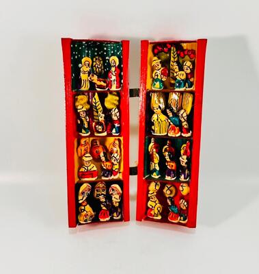 Peruvian Peru Folk Art Retablo Diorama Nativity Scene Folding Bamboo ...