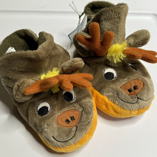 Children’ Place Puppet Slippers Reindeer Buck Toddler Size 6-7 Plush ...