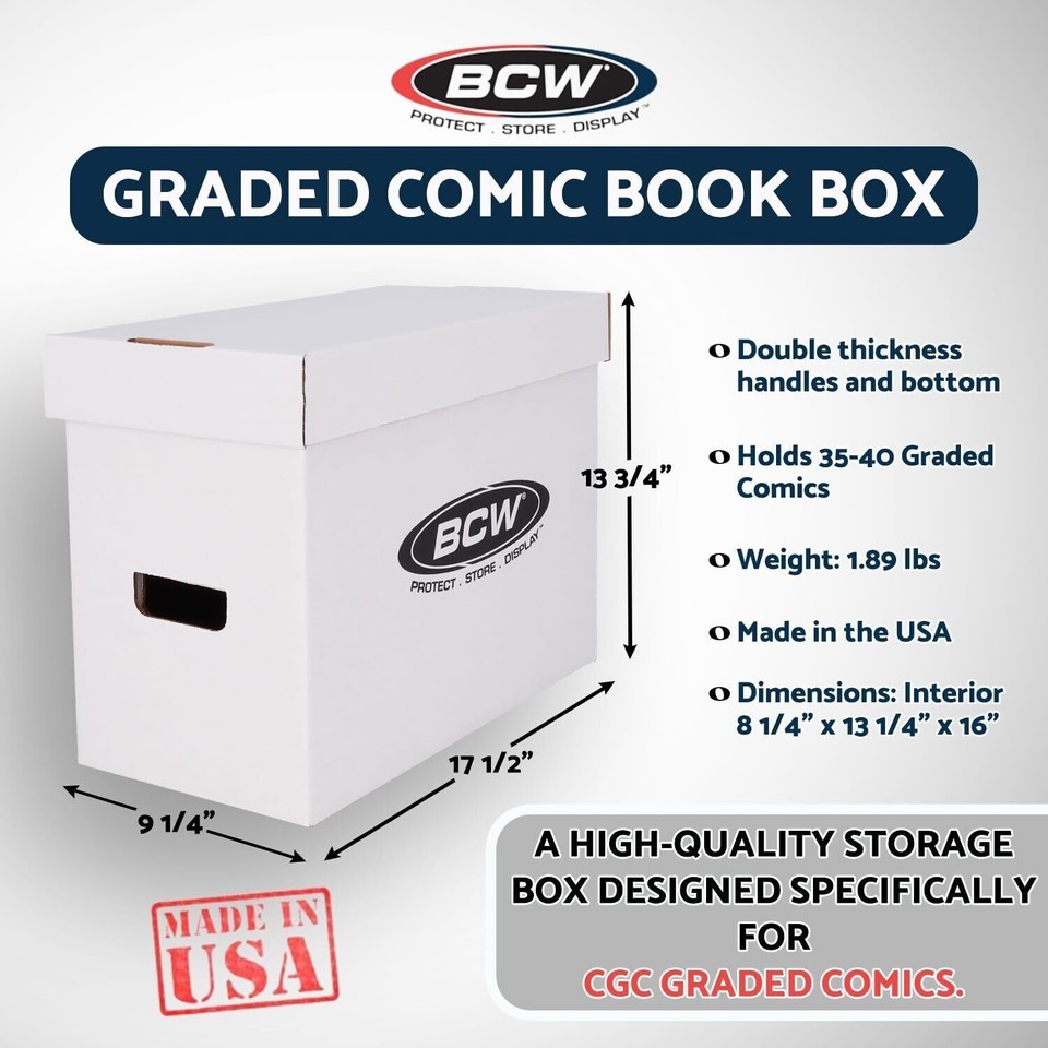 (5) BCW Graded Corrugated Cardboard Comic Book Box Holds 35-40 CGC ...
