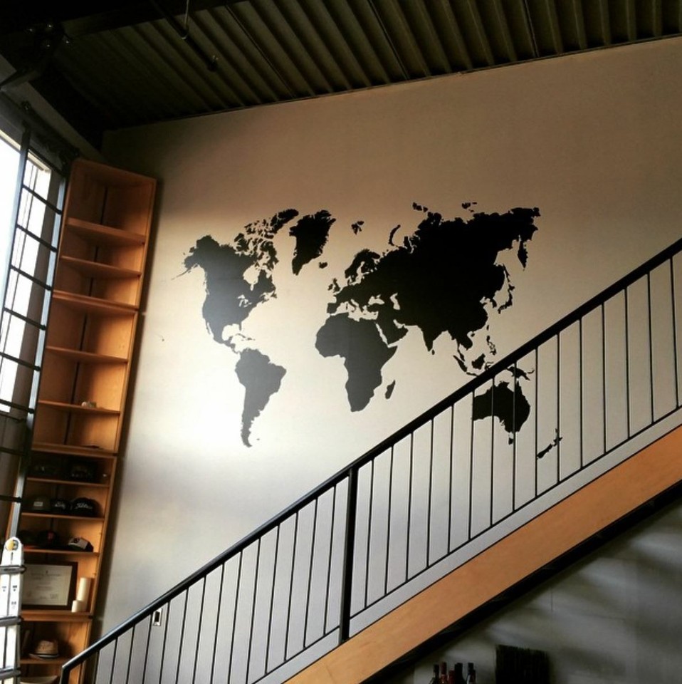 World Map Vinyl Wall Decal Sticker. Includes Location Pins. Office Wall ...