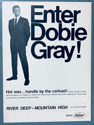 DOBIE GRAY 1967 vintage POSTER ADVERT RIVER DEEP MOUNTAIN HIGH Capitol ...