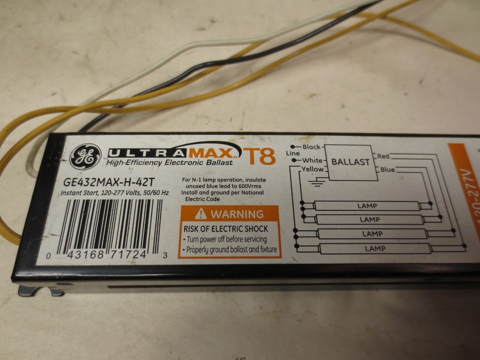 GE UltraMax T8 High-Efficiency Electronic Ballast GE-432-Max-H-42T 120 ...