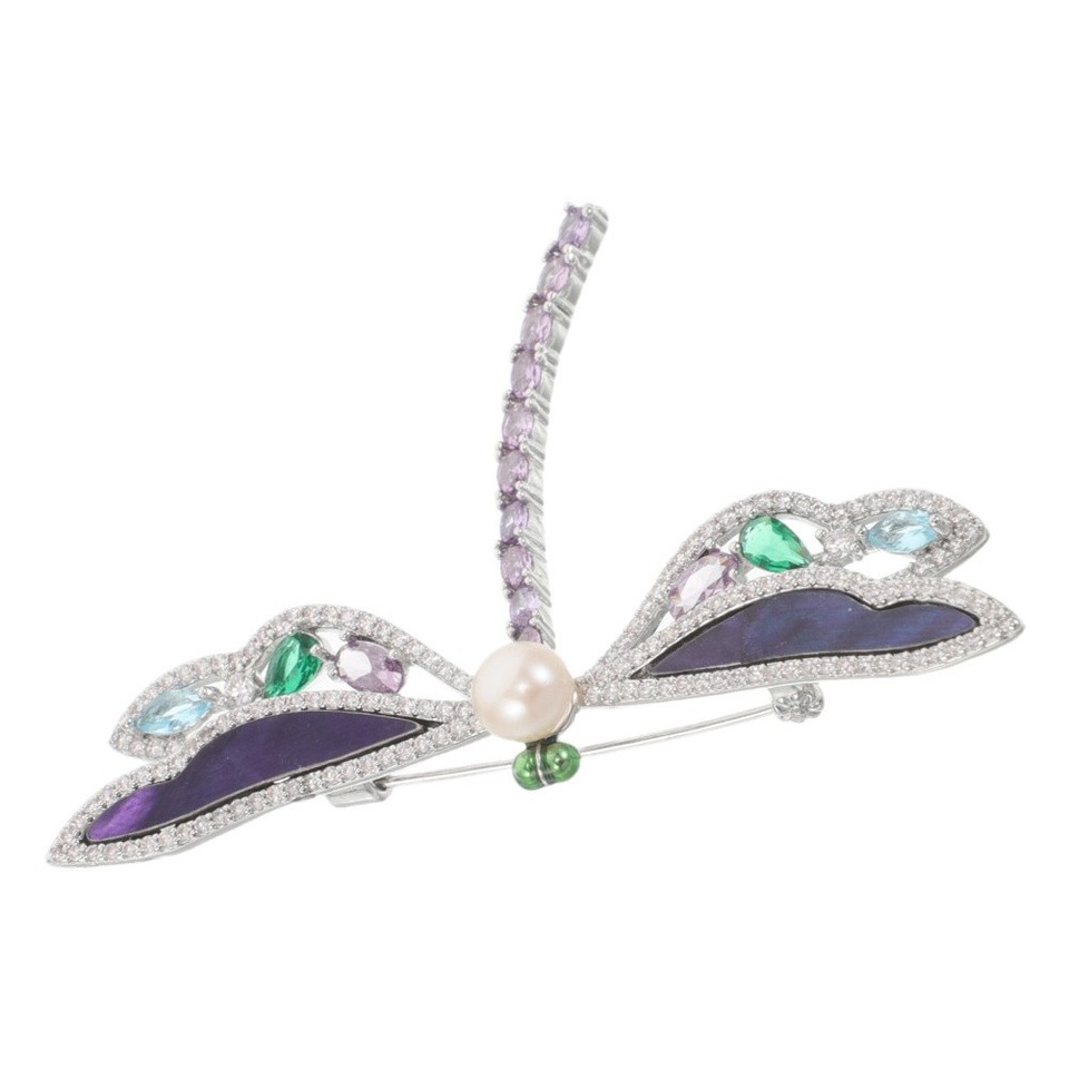 Dragonfly Brooch Pin - Rhinestone Crystal Lapel Pin Badge - Animal ...