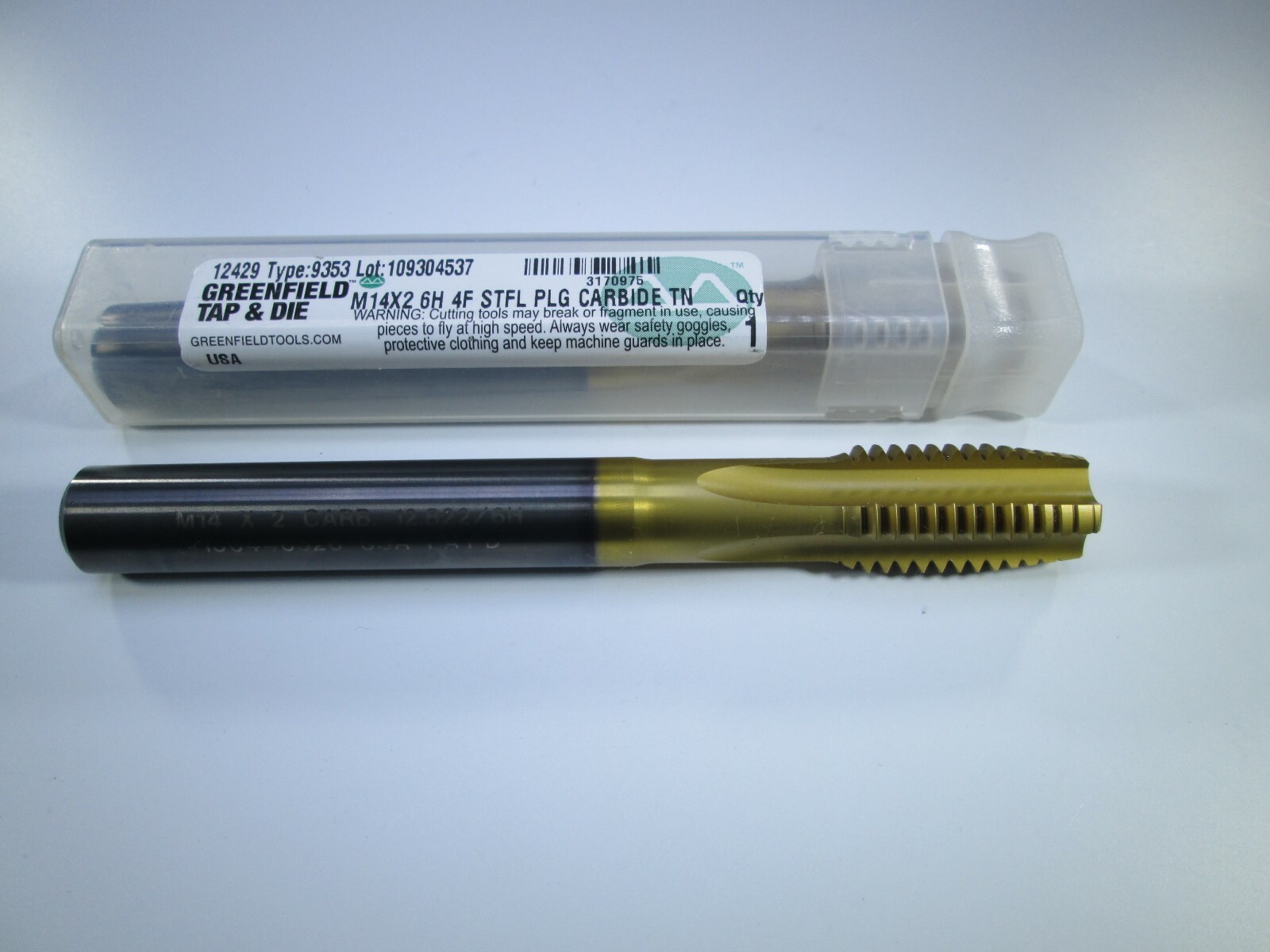 GREENFIELD SOLID CARBIDE M14 X 2 6H 4F STFL PLG THREAD MILL FORMING TAP ...