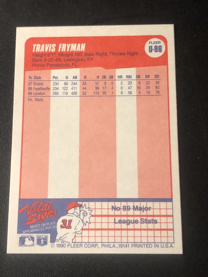1990 Fleer Update Box Set Travis Fryman #U-96 Rookie RC | eBay