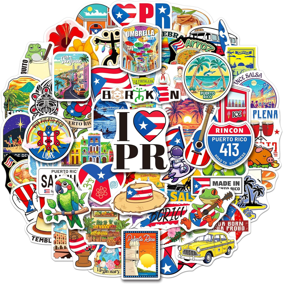 200 PCS Puerto Rico Stickers, Puerto Rico Travel Souvenirs Stickers for ...