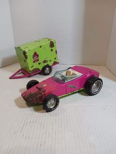 Vintage Nylint Road Runner Box Trailer Pink Roadster Car As Found | eBay