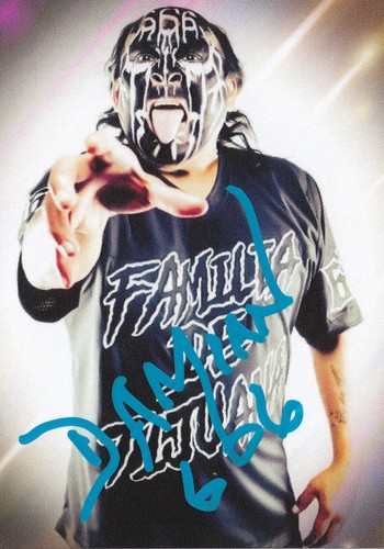 DAMIAN 666 SIGNED AUTO CUSTOM TRADING CARD XPW WCW AJPW CMLL AAA PERROS ...