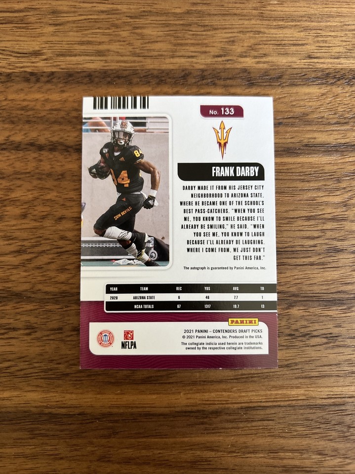 Frank Darby 2021 Panini Cantenders Draft Picks Red Rookie Card RC Auto ...