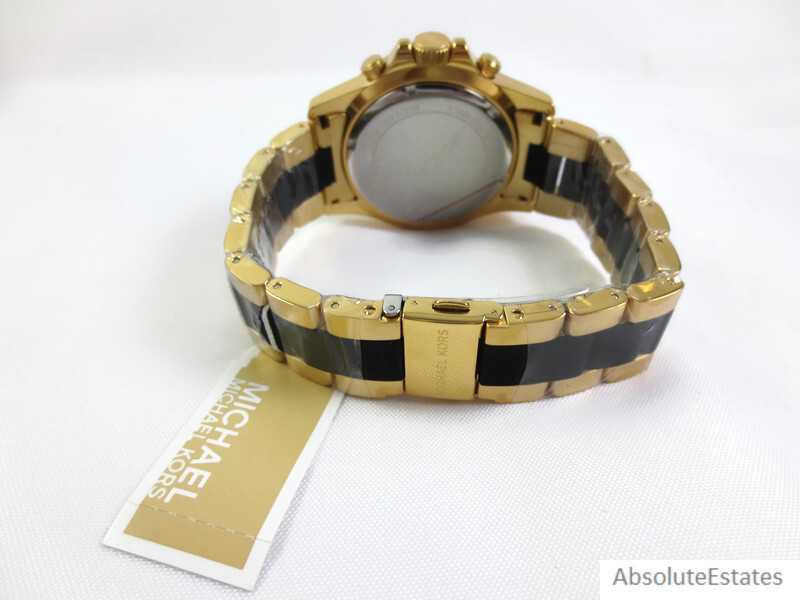 NEW Michael Kors Everest Two Tone Gold & Black Chronograph Watch MK8979 ...