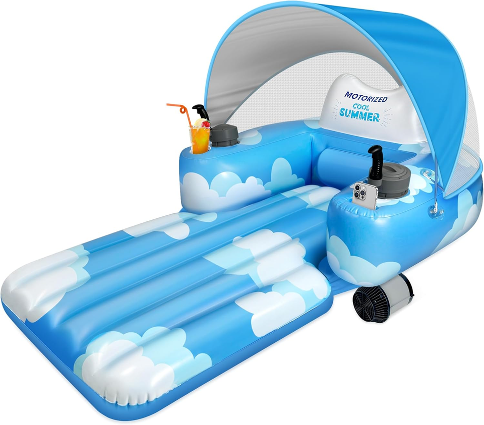 Motorized Pool Float with Canopy, Rechargeable Motorized Floats for ...