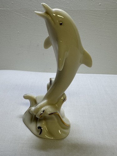 Vintage Lenox Dolphin On A Wave Figurine 24k Gold Accents 4” tall | eBay