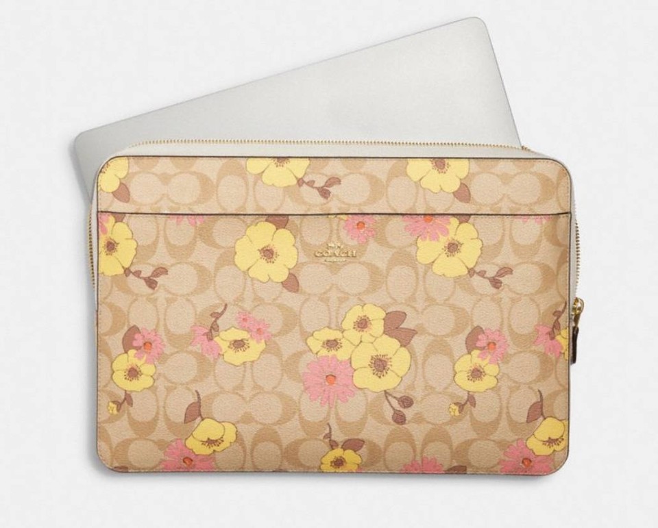 NWT Coach Laptop Sleeve In Signature Canvas Leather 13 inch | eBay