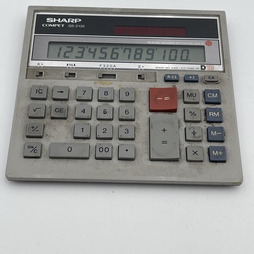 Sharp 12-Digit Desktop Calculator QS-2130 Compet Twin Power Dual Solar ...