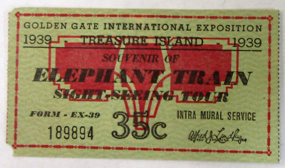 rare 1939 GOLDEN GATE EXPO WORLD'S FAIR Elephant Train Sight Seeing ...