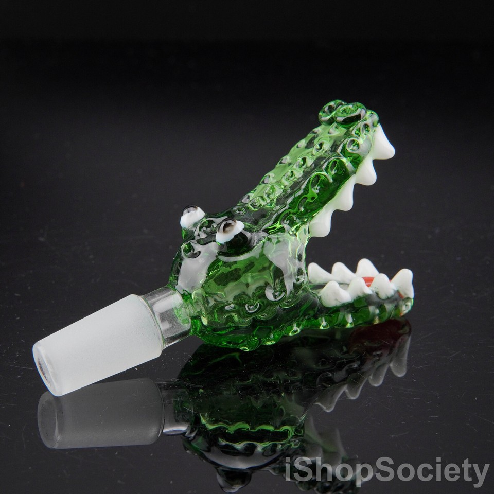 3.5" Crocodile Glass Slide Bowl 14mm Water Pipe Hookah Head Piece Thick ...