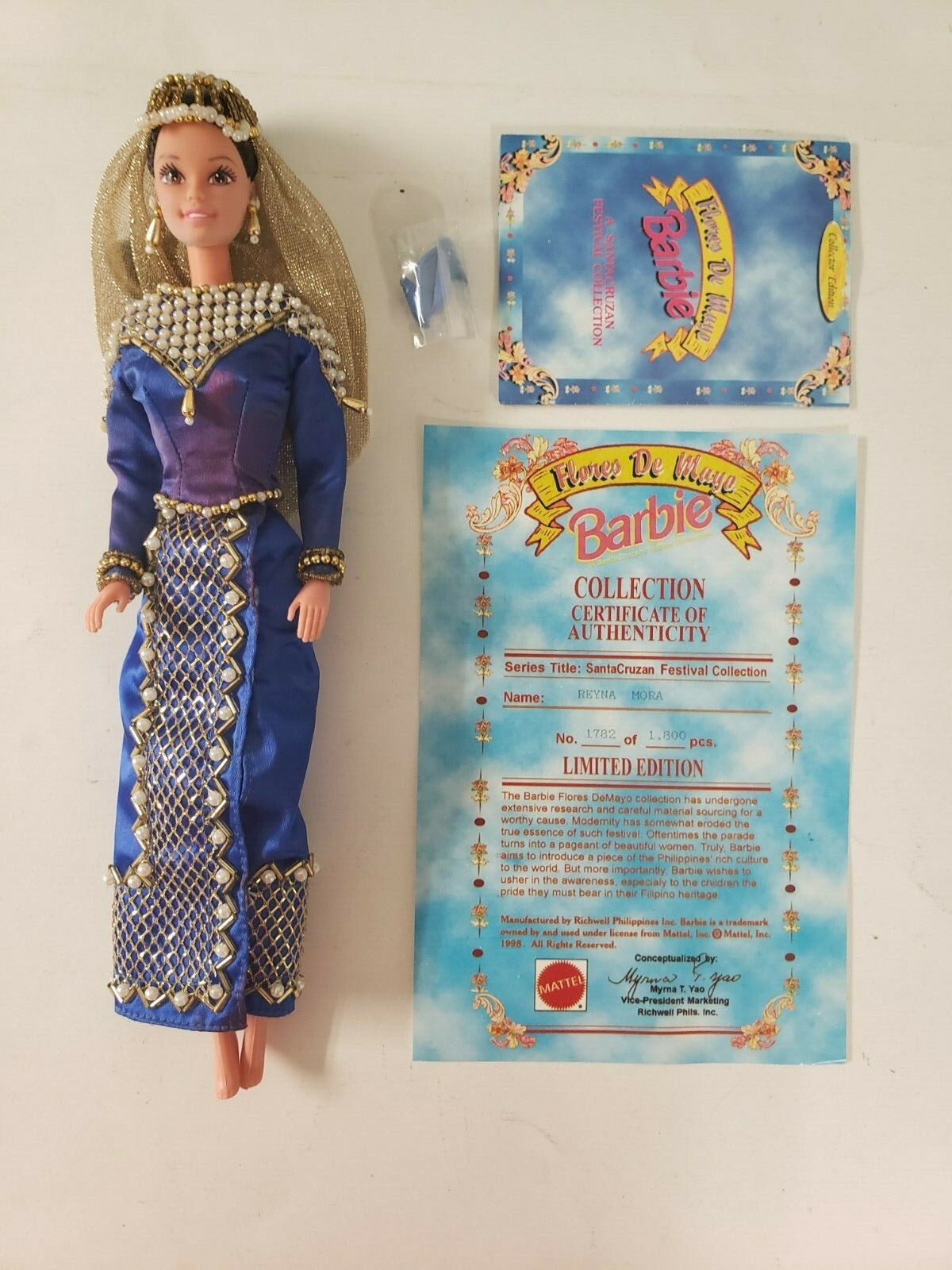 1998 Barbie Flores De Mayo REYNA MORA Blue Dress SantaCruzan Festival ...