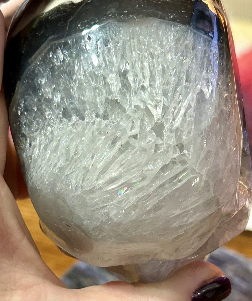 Volcano Agate With Quarts & Rainbows UV Crystal Carving Polished Stone ...