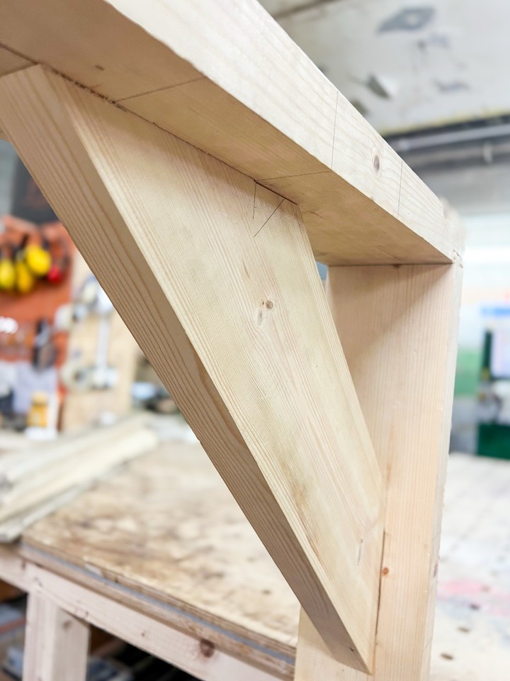 2x Large Pine Wood Gallow Brackets/Supports - Outdoor Structure Porch ...