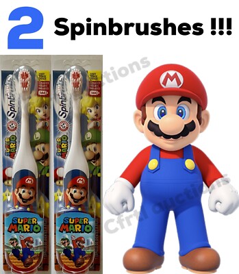 2 Super Mario Spinbrush Toy 80s Toothbrush Paste Pokémon Nintendo ...