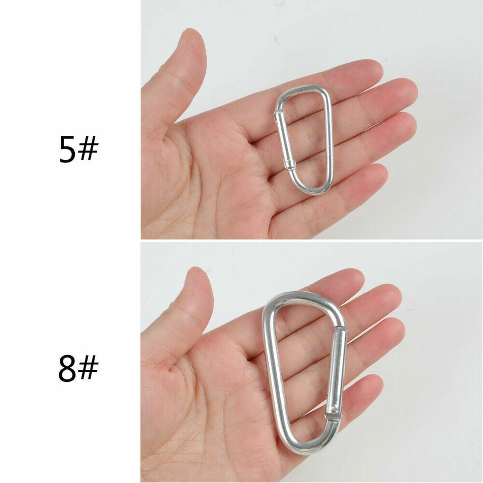 50/100 Pack Aluminum Carabiner Key Hook Keychain Buckle D Shape Spring ...