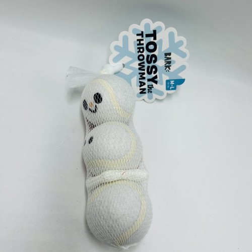 Bark Box M-L Tossy The Throwman Squeaky Tennis Balls White New ...