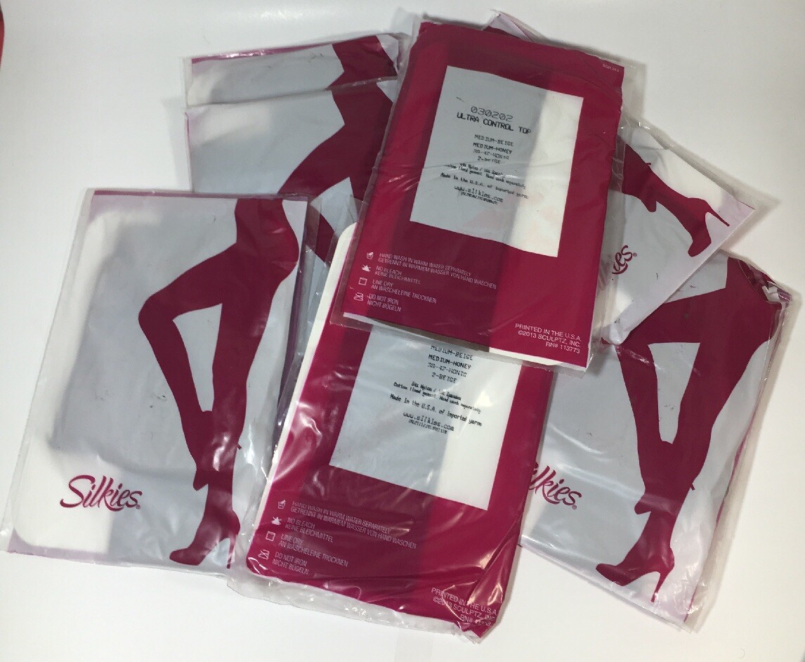 Silkies Pantyhose Lot Of 7 Medium Beige Honey Ultra Control Top 030202 ...