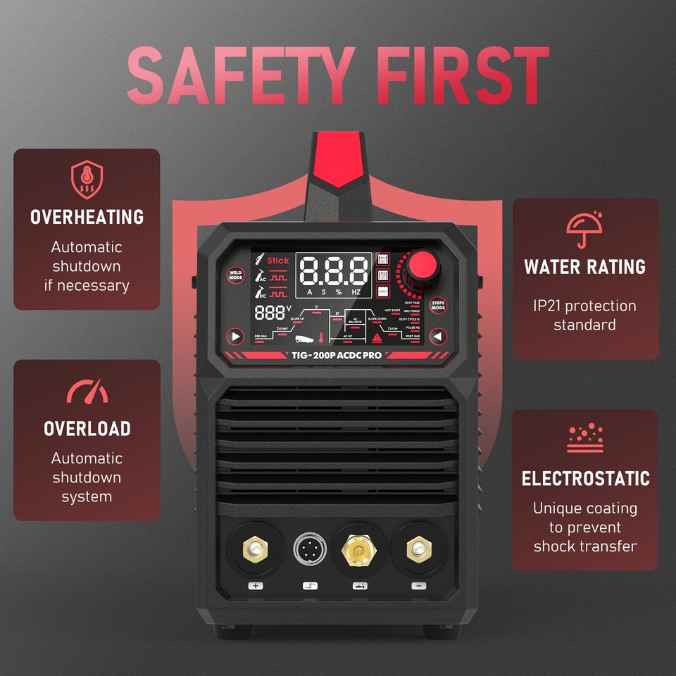 200A AC/DC Aluminum Tig Welder with Pulse, STICK/TIG 110/220V welding ...