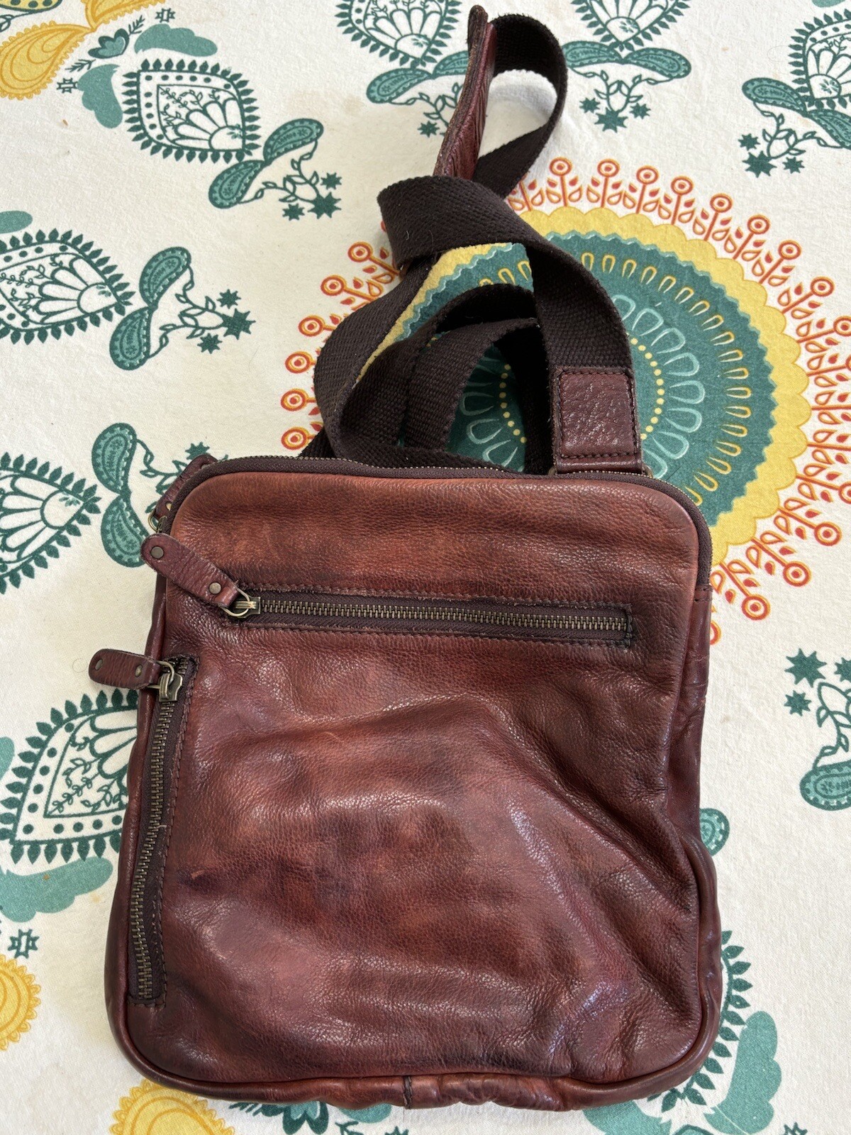 Scully Brown Logo Crossbody Leather Purse Bag - Gem