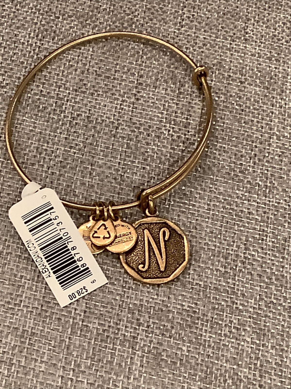 NEW Alex and Ani Letter Initial N Monogram Charm Adjustable Bracelet ...