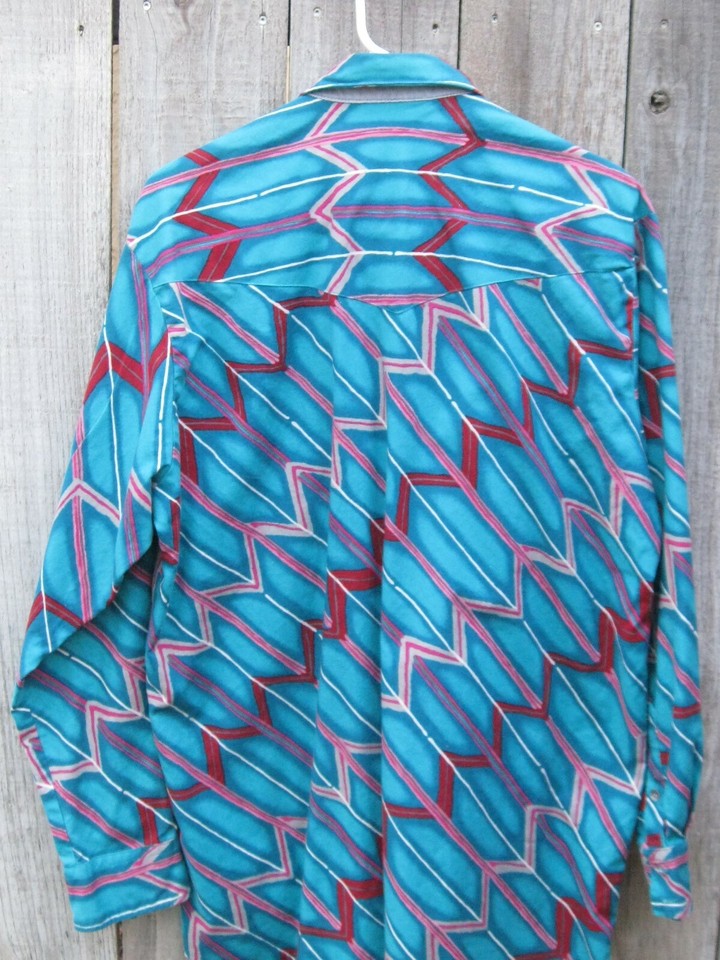 Vintage XL Lone Roo Men's Long Sleeved Shirt Roper Turquoise Western ...