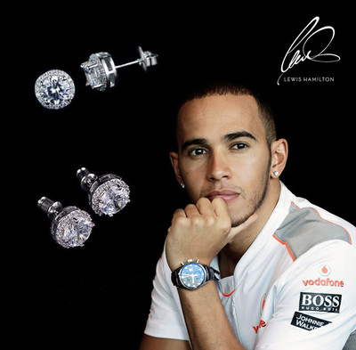 Lewis Hamilton Mercedes 18ct White Gold Plated Multiple Cubic Zirconia ...