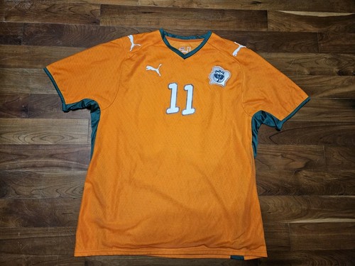 Puma Ivory Coast Home Soccer Footbal Jersey Didier Drogba #11 Mens Size ...