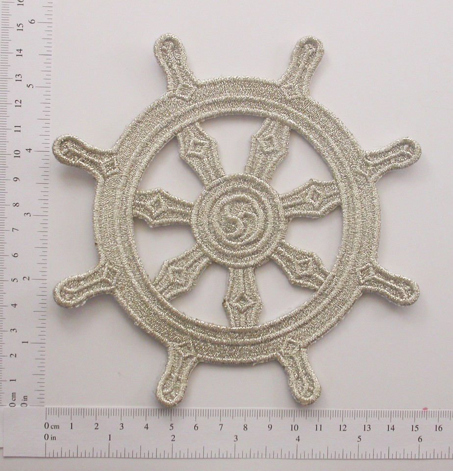 IRON ON PATCH APPLIQUE - BUDDHIST DHARMA WHEEL SYMBOL *SIZES* *COLORS ...
