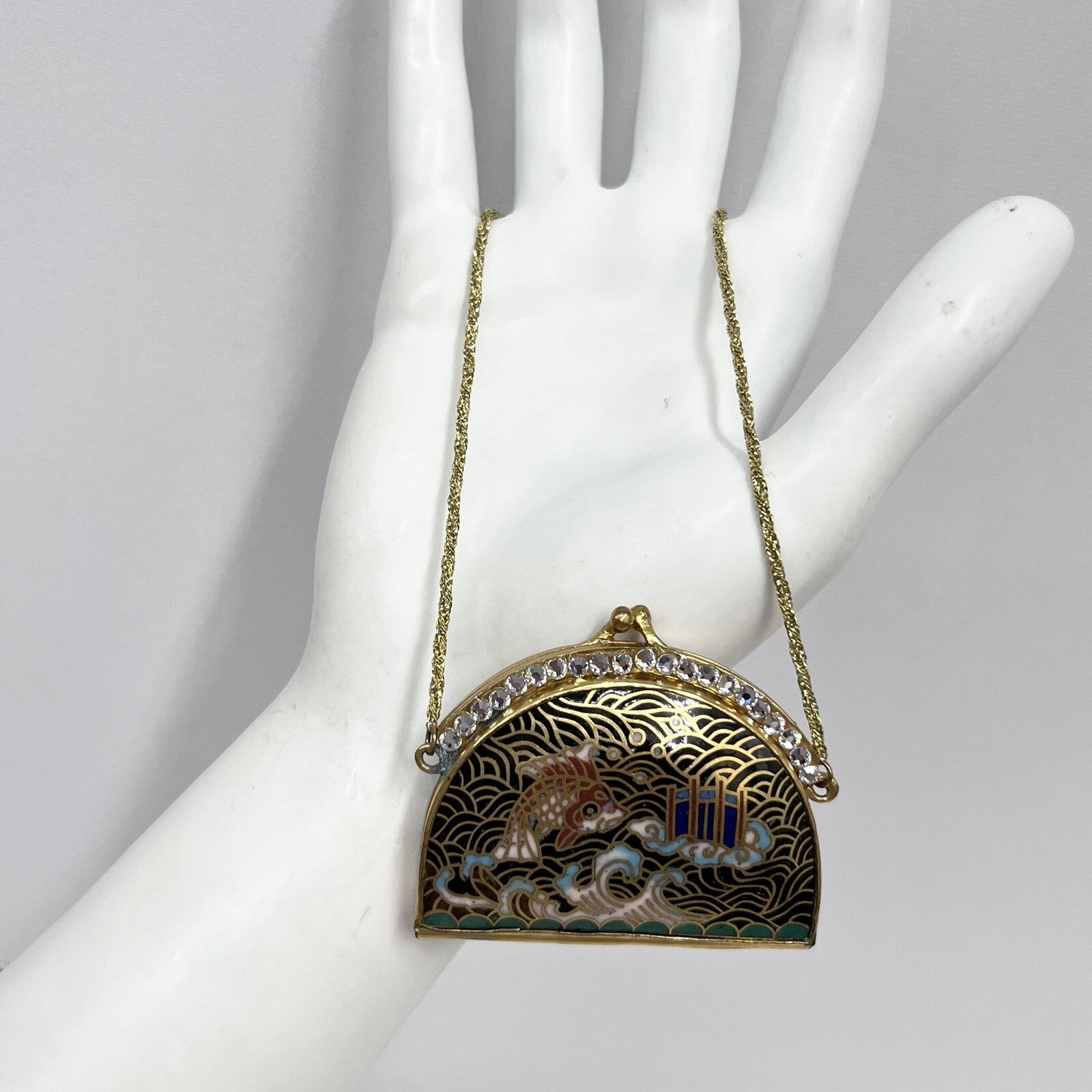 Vintage Oriental Mini Change Purse Enamel Crystal and… - Gem