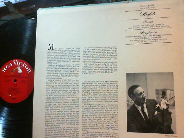 HEIFETZ Stereo Rozsa Concerto Benjamin Fantasy RCA Victor Stereo 1s 2s ...