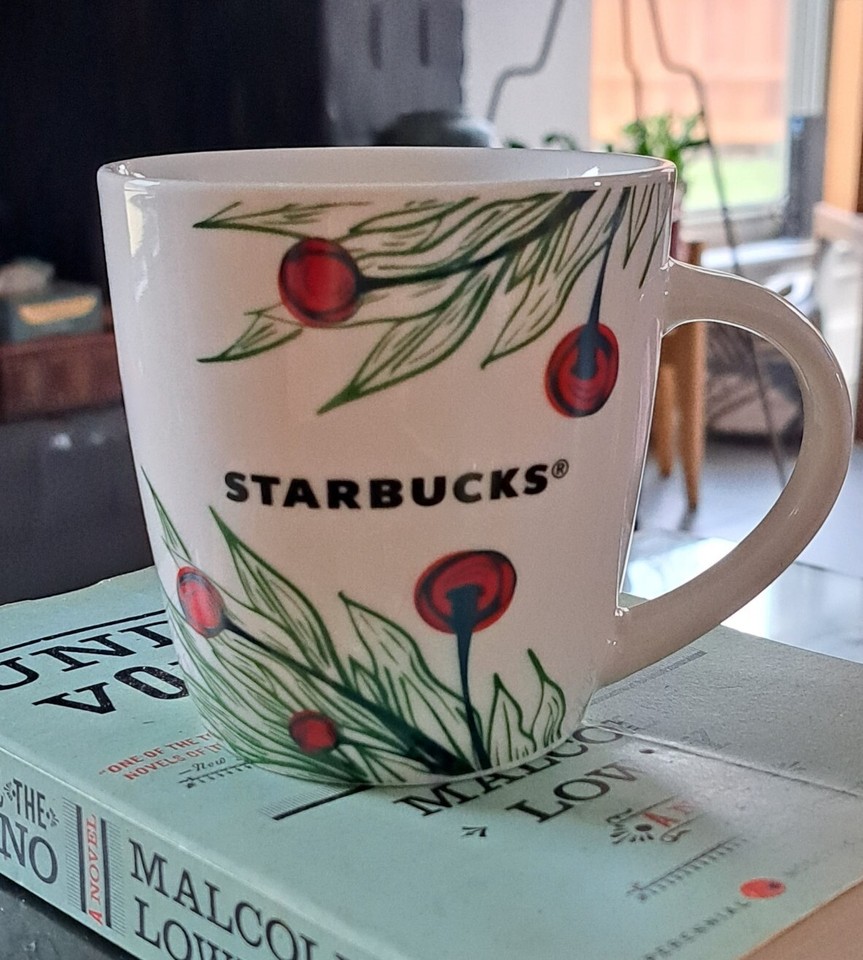 Starbucks 2020 Christmas Holiday Coffee Mug Cup 12 oz. White Red Holly ...