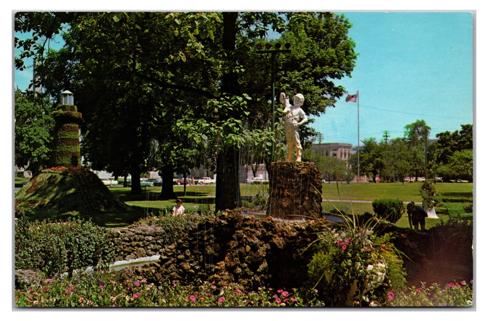 Vintage 1950s- Boy-With-Boot Statue - Sandusky, Ohio Postcard (UnPosted ...