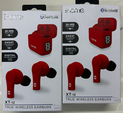 2/$29.99 iHome "XT-12 True Wireless Earbuds" (HM-AU-BE-214-RD) | eBay