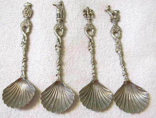 4 Vintage Figural Collector Spoons With Shell Shape Bowls | eBay