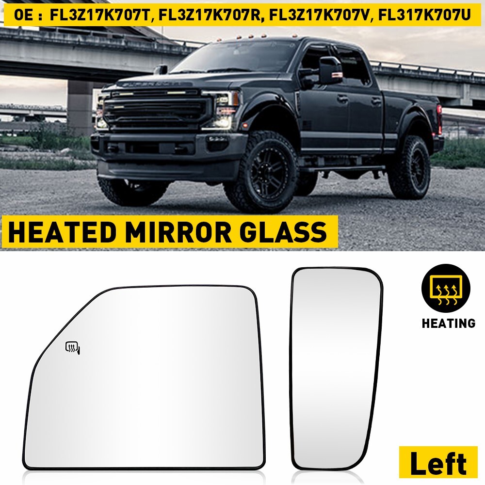 MIRROR GLASS HEATED DRIVER FITS 2017-2022 FORD SUPER DUTY F250 F350 ...