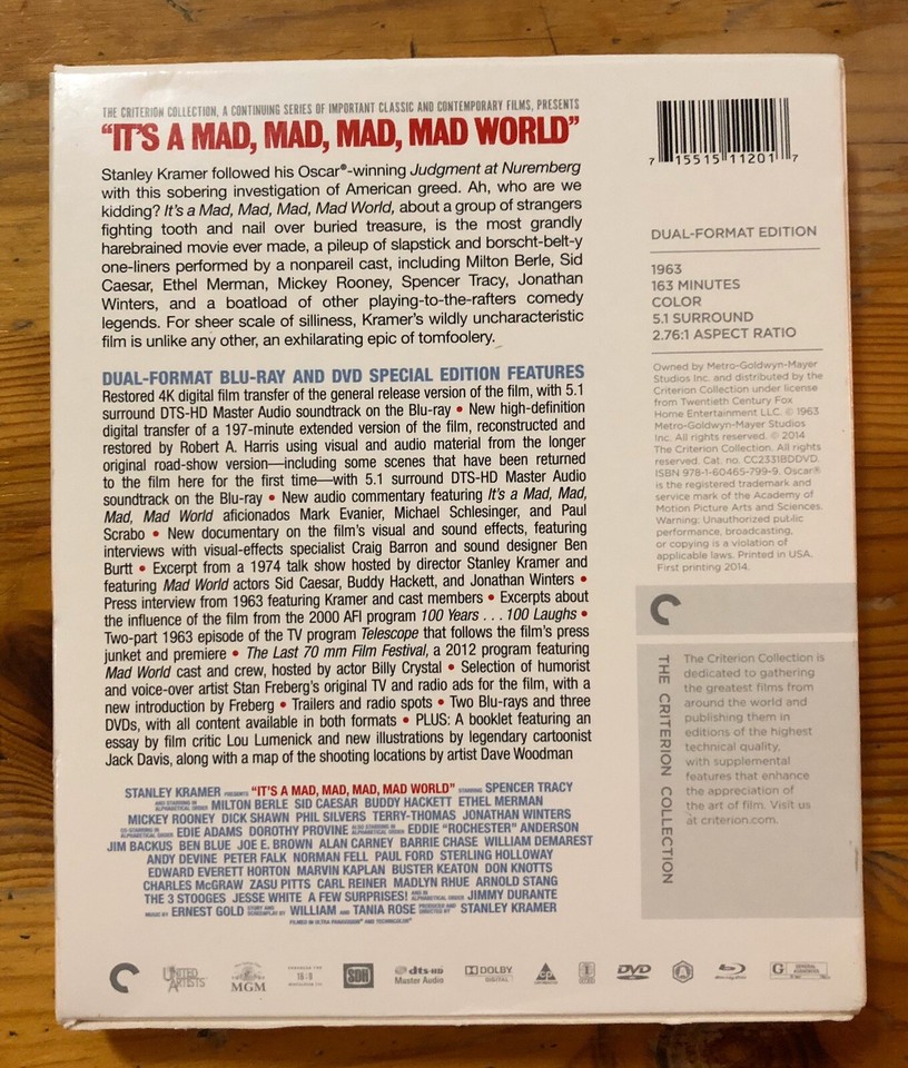 It's a Mad Mad Mad Mad World Blu Ray DVD 5 Disc Set Criterion ...