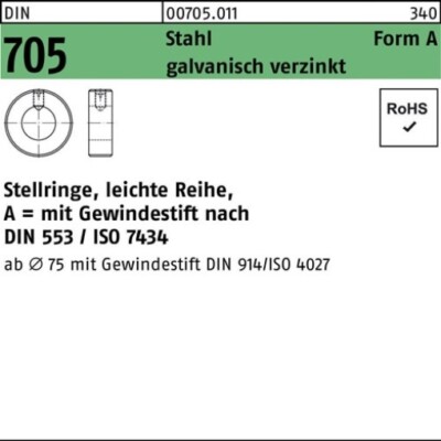 10er PACK(Stk) 000705001010200000 Stellring DIN 705 m.Gewindestift A 20 ...