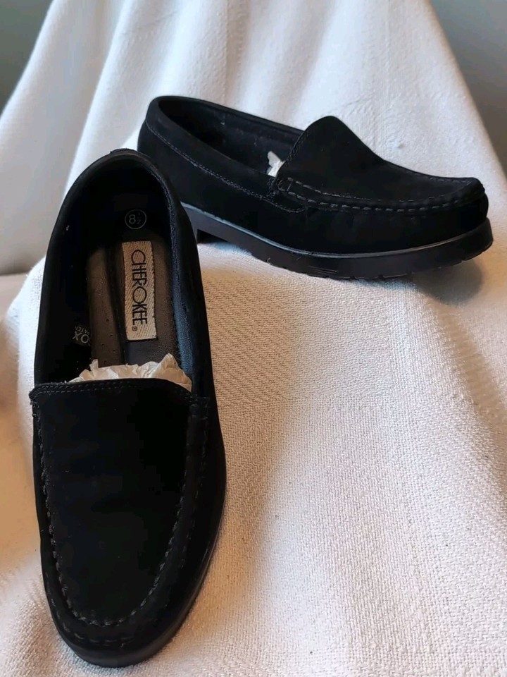 Black Suede Loafers Women's Size 8 Cherokee | eBay