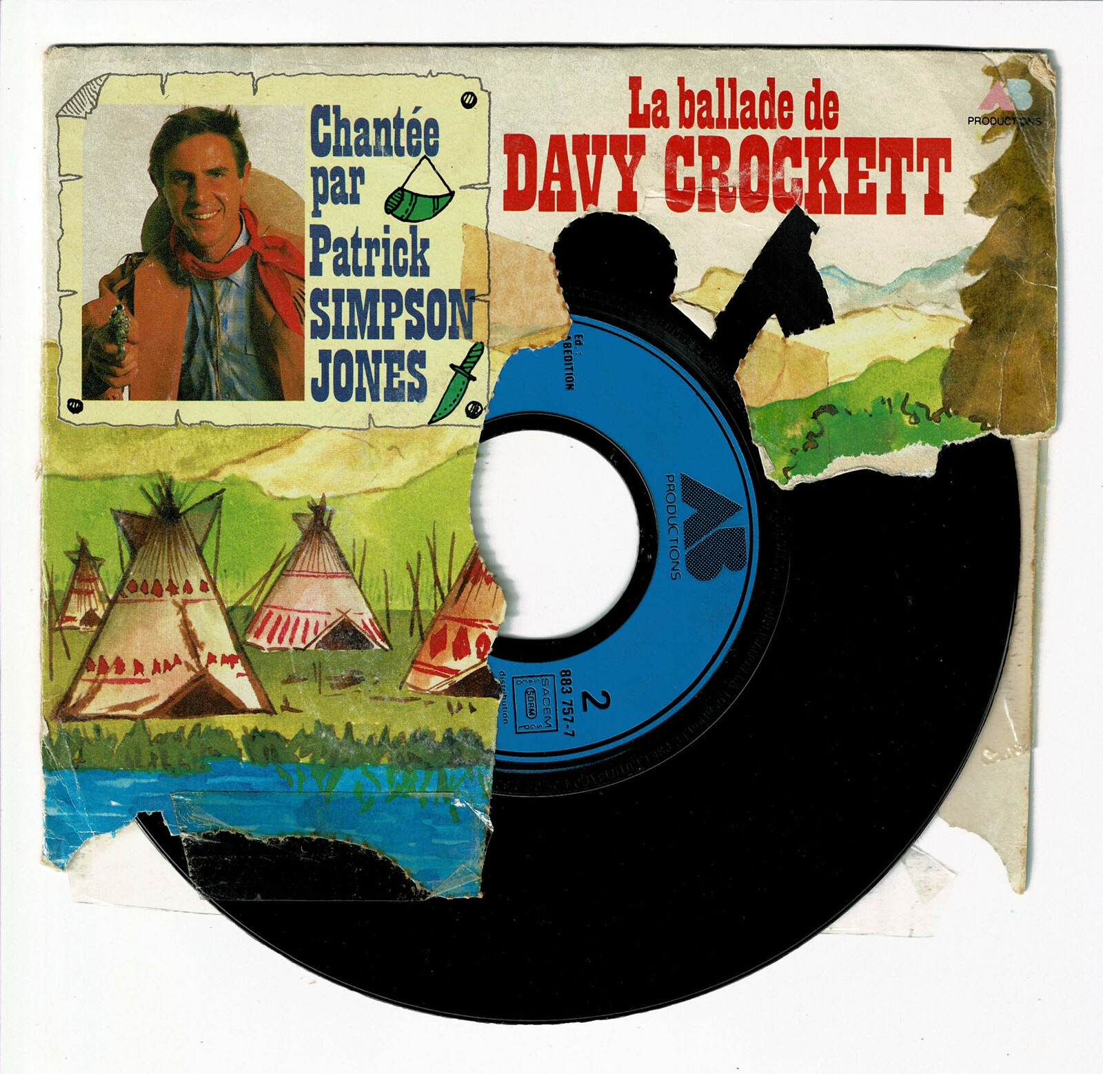 Patrick SIMPSON JONES Vinyle 45T 7" LA BALLADE DE DAVY CROCKETT - AB ...
