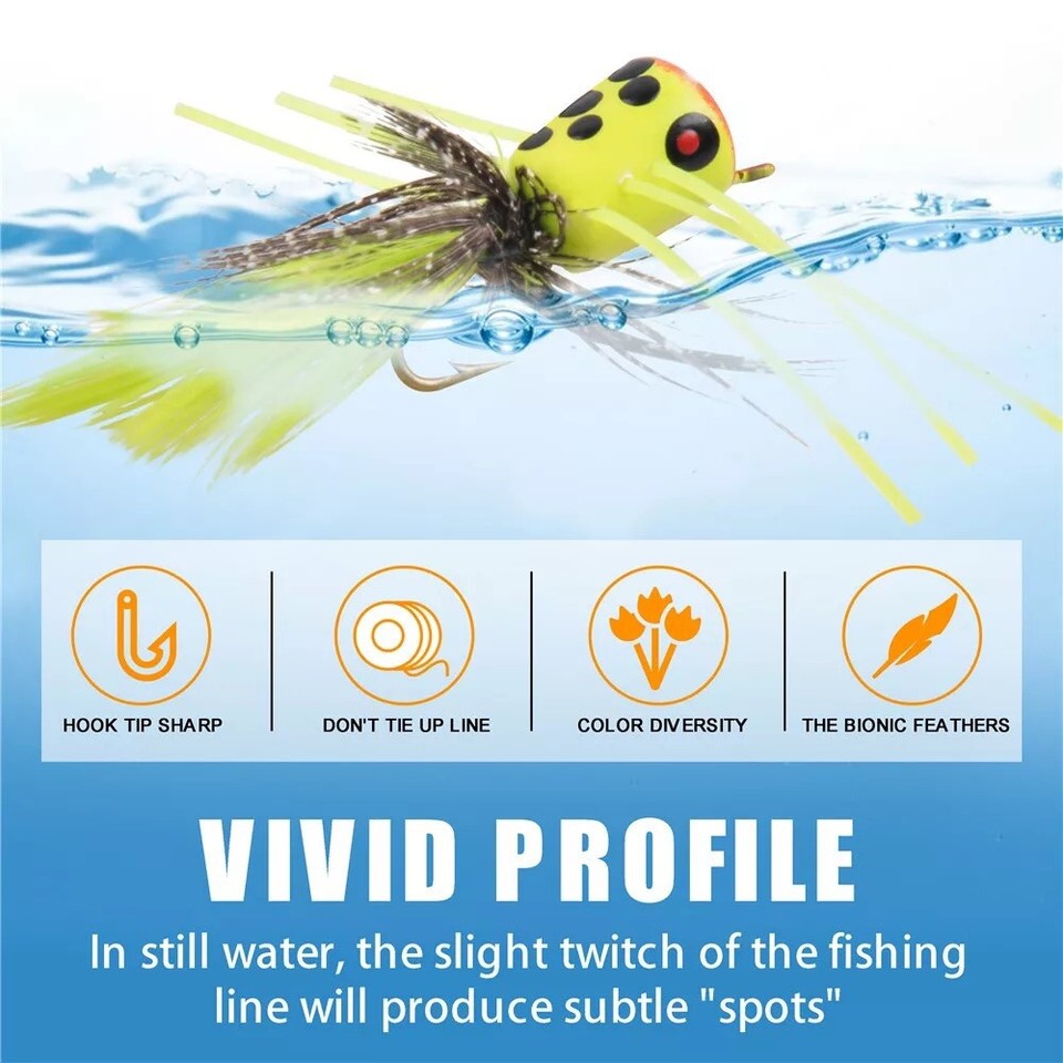 Fly Poppers, 12pcs Topwater Fishing Lures Bass Panfish Popper Flies ...