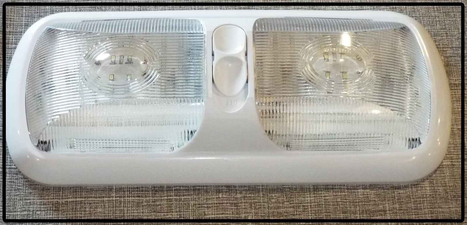 12V LED DOUBLE PANCAKE LIGHT W/ ON / OFF SWITCH CLEAR LENS RV MARINE ...