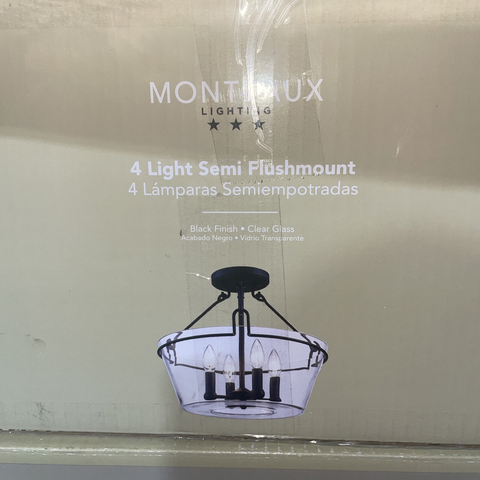 Monteaux Lighting 4-Light Black Semi-Flush Mount Ceiling Light Clear ...