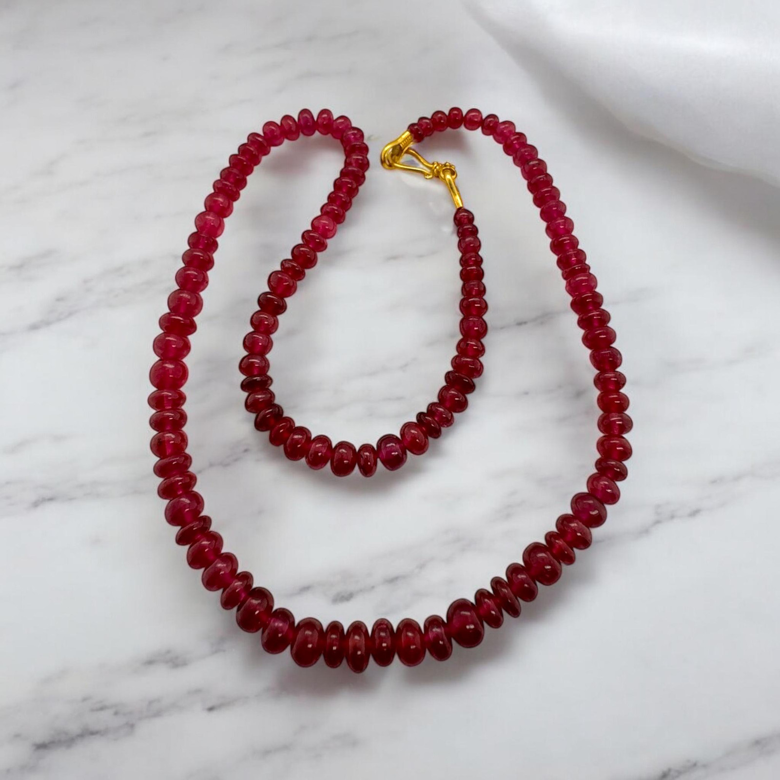 Ruby Bead Necklace 22K Yellow Gold - Gem